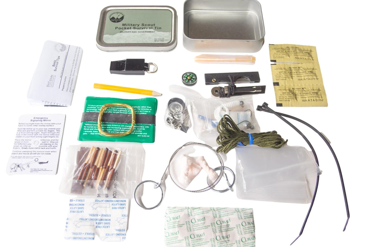Military Scout Pocket Tin Survival Kit | Best Glide ASE
