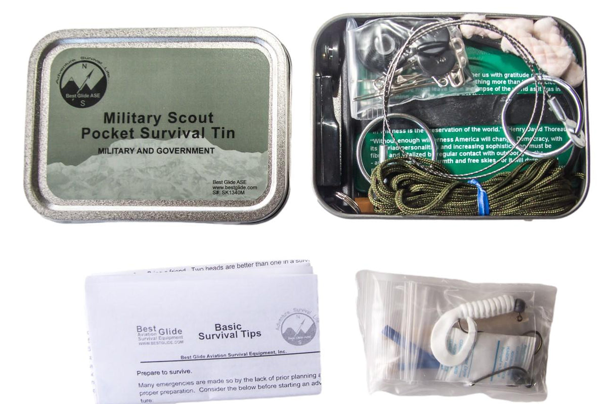 Military Scout Pocket Tin Survival Kit | Best Glide ASE